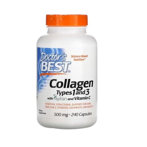 Kollagen Typ 1 und 3 mit Vitamin C, 500mg - 240 Kapseln - Eco Supplements